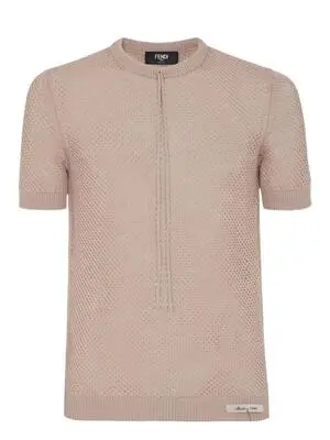 Fendi Short Sleeved Knitted Drawstring Jumper - Nude