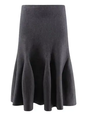 Alaïa Flared Hem Knitted Midi Skirt - Black