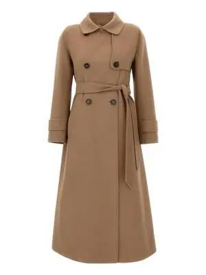 Max Mara Double-breasted Belted Coat - Camel