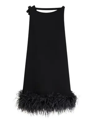 Valentino Garavani Feather Detailed Sleeveless Dress - Black