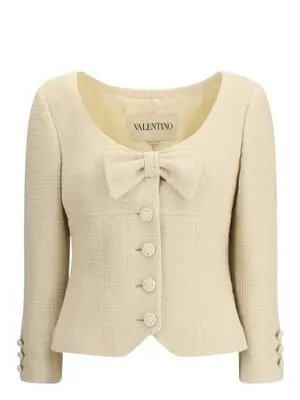 Valentino Garavani Bow Detail Button-up Jacket - Nude