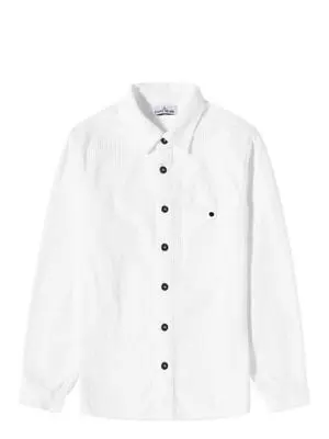 Stone Island Corduroy Buttoned Overshirt - White