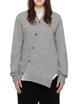 Comme Des Garçons Asymmetrical Knitted Cardigan - Gray