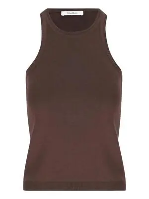 Max Mara Ribbed Round Neck Sleeveless Tank Top - Black