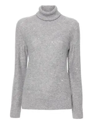 Fabiana Filippi Sequin Embellished Turtleneck Jumper - Gray