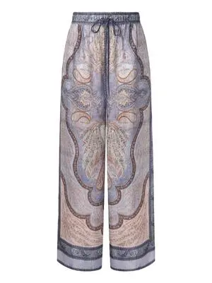 Zimmermann Wanderlust Printed Wide Leg Pyjama Pants - Tapestry-blue-multi