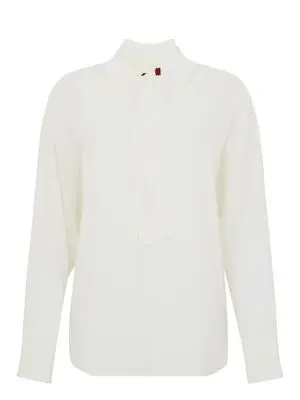 Max Mara Tie-neck Silk Blouse - White