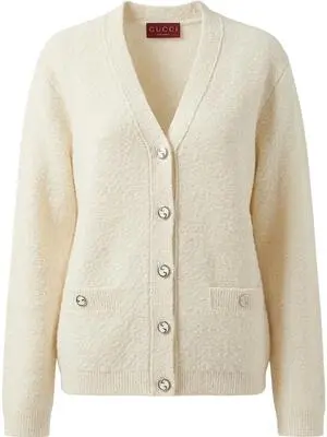 Gucci V-neck Button-up Knit Cardigan - Ivory White