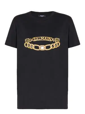 Balmain Chain Print Short Sleeve T-shirt - Black