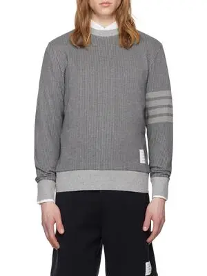Thom Browne 4-bar Ribbed Long-sleeved Sweatshirt - Gray