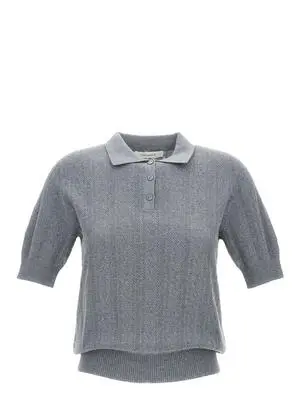 LISA YANG Lisa Yang Cristine Knitted Polo Top Gray