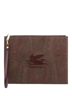Etro Paisley Print Canvas Clutch Bag - Brown