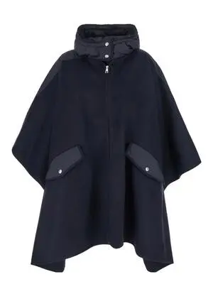 Moncler Hooded Zip-front Cape - Blue