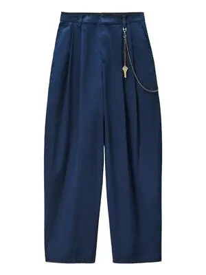 Alexander Wang Alexander Wang Mid Rise Pleated Trousers With Detachable Chain Belt Blue