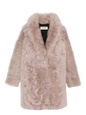 Saint Laurent Shearling Long-sleeved Coat - Pink