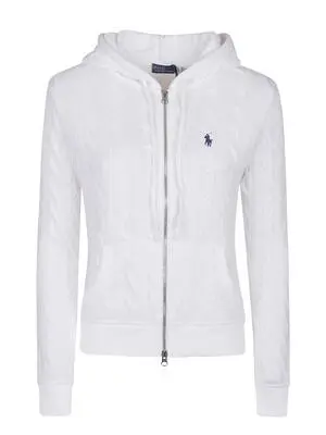 Polo Ralph Lauren Cable-knit Full-zip Hooded Cardigan - White