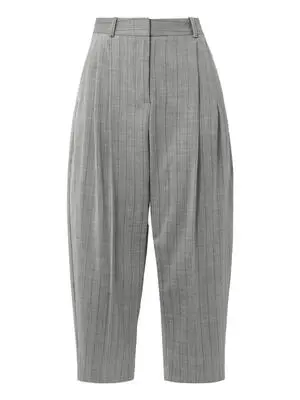 Stella McCartney Cropped Pleated Trousers With Pin Stripes - Gray
