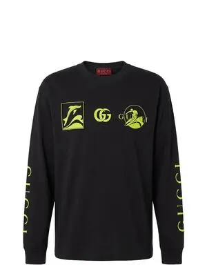 Gucci Printed Jersey Sweatshirt With Graphic Motifs - Black