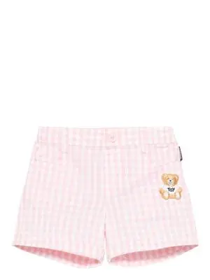 Moschino Gingham Pattern Shorts With Bear Graphic - Pink