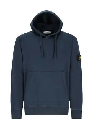 Stone Island Stone Island Logo Patch Drawstring Hoodie Blue