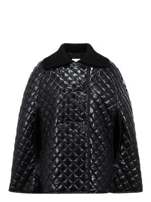 Moncler Quilted Cape With Knitted Collar - Black