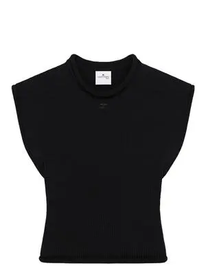 COURREGES Cropped Knitted Tank Top - Black