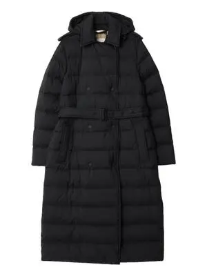 Burberry Belted Hooded Padded Trench Coat - Black