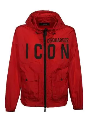 Dsquared2 Logo Hooded Zip Up Jacket - Red