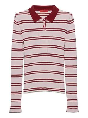 MAXCO. Max&co. Striped Polo-neck Jumper - Red