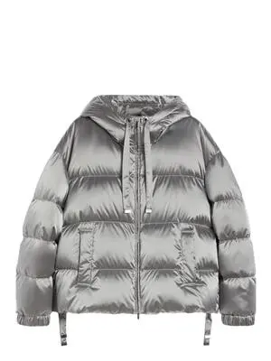 Max Mara Hooded Puffer Jacket With Drawstring Hem - Medium Gray