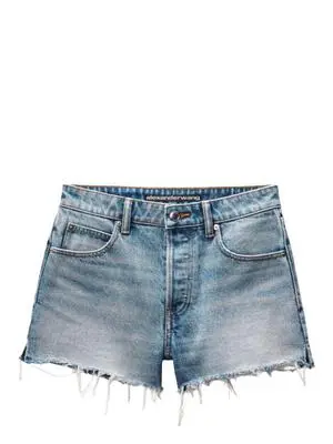 Alexander Wang Distressed Denim Shorts - Authentic Light Indigo