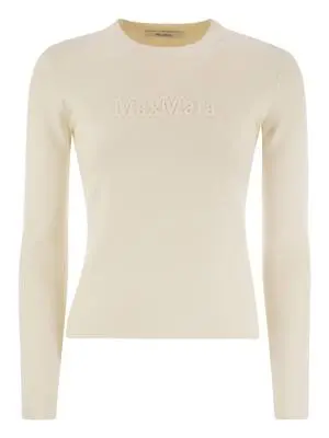 MAX MARA Max Mara Logo Embossed Crew Neck Long Sleeve Sweater