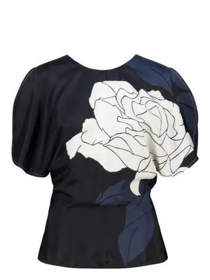 VICTORIA BECKHAM Victoria Beckham Draped Sleeve Top With Contrast Stitching