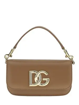 Dolce & Gabbana Small Shoulder Bag With Logo Plaque - Brown
