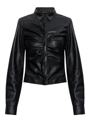 Balenciaga Ruched Long-sleeve Shirt - Black