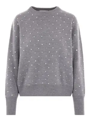 Rabanne Embellished Crewneck Pullover - Gray