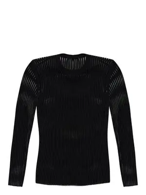 Helmut Lang Sheer Striped Crewneck Top - Black
