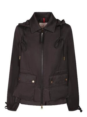 Moncler Moncler Adenium Hooded Coat With Logo Patch Black