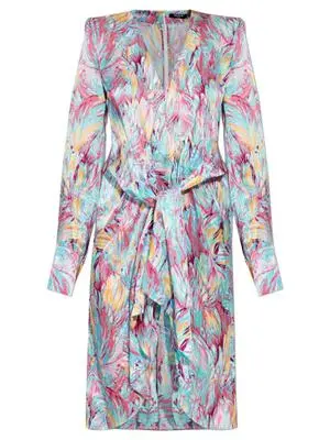 Balmain Floral Printed Long-sleeved Dress - Multicolor
