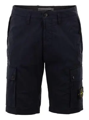 Stone Island Logo Patch Cargo Shorts - Blue