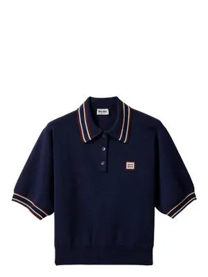 MIU MIU Miu Miu Logo Patch Short Sleeve Knit Polo