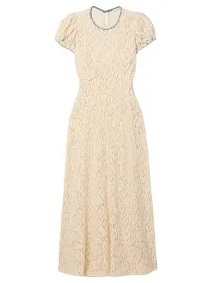 DÔEN Short Sleeve Lace Dress - Nude