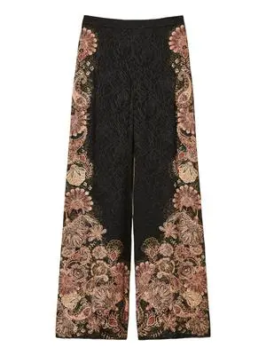 TWINSET Paisley-print Wide-leg Trousers - Black