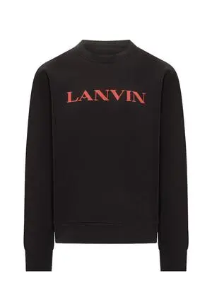 LANVIN Logo Embroidered Crewneck Sweatshirt - Black