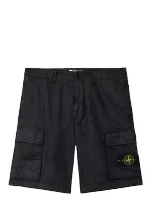 Stone Island Wide Leg Cargo Shorts - Black