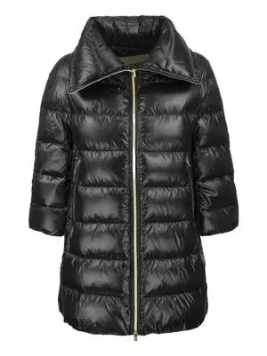 Herno Cleofe High Neck Crop-sleeved Coat - Black
