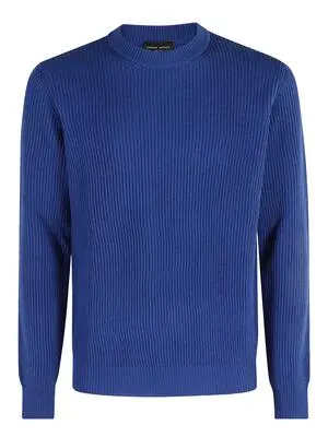ROBERTO COLLINA Crew Neck Long Sleeve Sweater - Blue