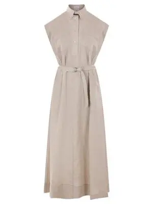 Brunello Cucinelli Sleeveless Shirt Dress - Beige