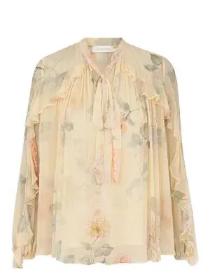 ZIMMERMANN Zimmermann Floral Ruffle Blouse