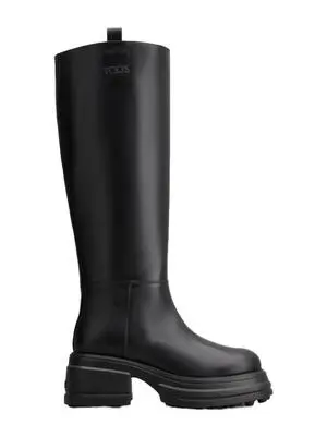 TOD'S Logo Embossed Knee-high Boots - Black